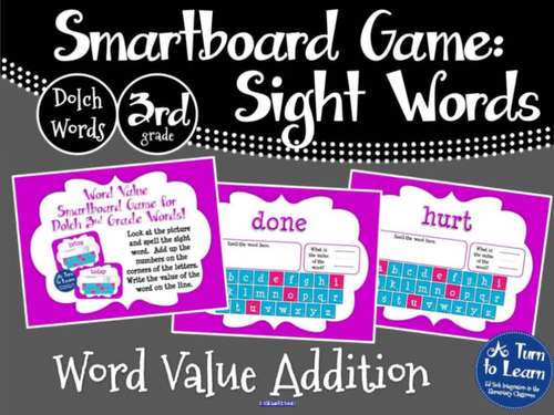Sight Word Addition Game: Dolch 3rd Grade Words (Smartboard/Promethean ...