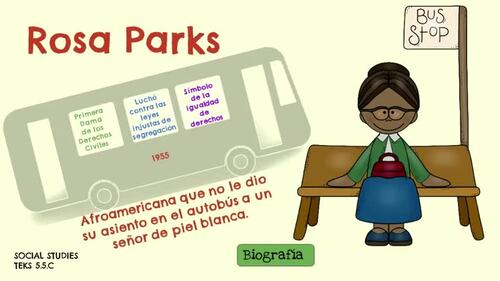 Biografía de Rosa Parks SS TEKS 5.5.C by Nosotros Publishing House