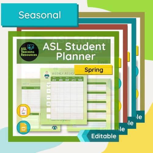 ASL Seasonal Student Planner - Summer (EDITABLE) by ASL Teaching Resources