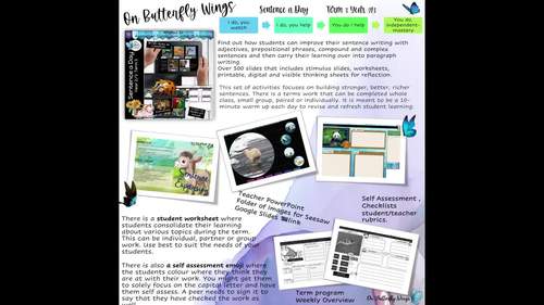 Sentence Writing Grades 2 & 3 Weeks 21-30 (Term 3) by On Butterfly Wings