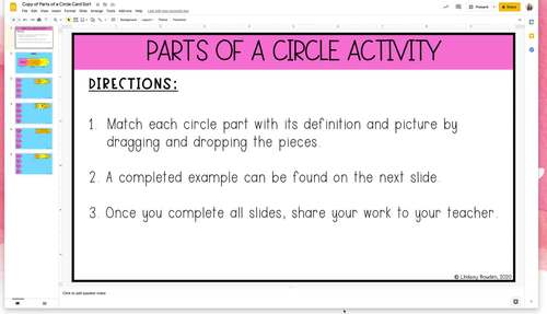Parts of a Circle Digital Card Sort by Lindsay Bowden - Secondary Math