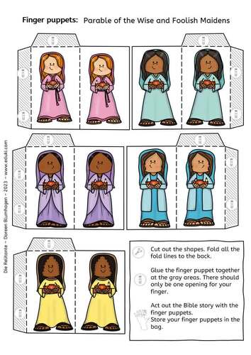 Parable of the Wise and Foolish Maidens - Bible Story - Finger Puppets