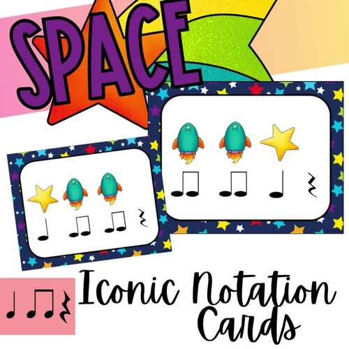 Space Pre Rhythm (Iconic Notation) Music Cards + PPT Quarter Rest Expansion
