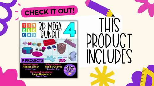 3D Printing Tinkercad MEGA Bundle FOUR | 9-week curriculum by STEM Starters