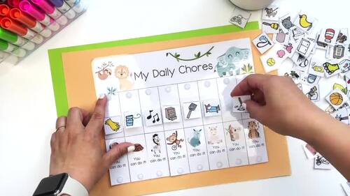 50% OFF Jungle Safari Chore Charts, Editable Visual Schedule & Chore Cards
