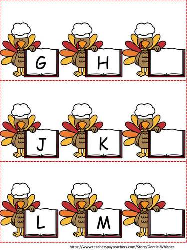 Thanksgiving Themed: What's the Missing Letter Alphabet Literacy Center