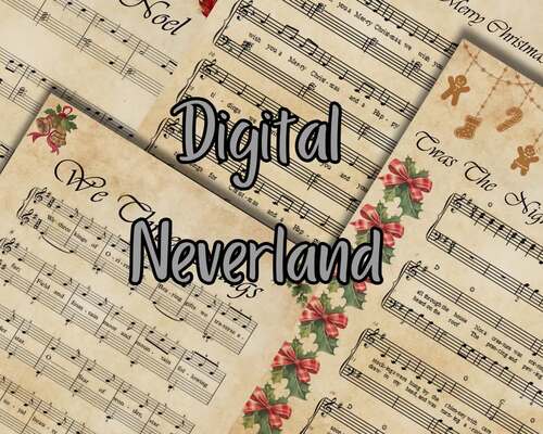 Christmas Music Digital Paper Pack 8.5X11 - Holiday Music Sheet Backgrounds