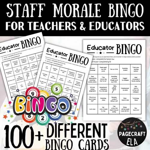 Staff Morale Teacher & Educator Bingo | Printable Bingo Cards | Humor ...