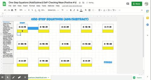 One-Step Equations Digital Maze Activities by Hinzspire You | TPT