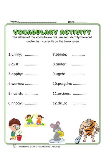 Vocabulary Activity by Twinkling Stars - Learning Ladders | TPT