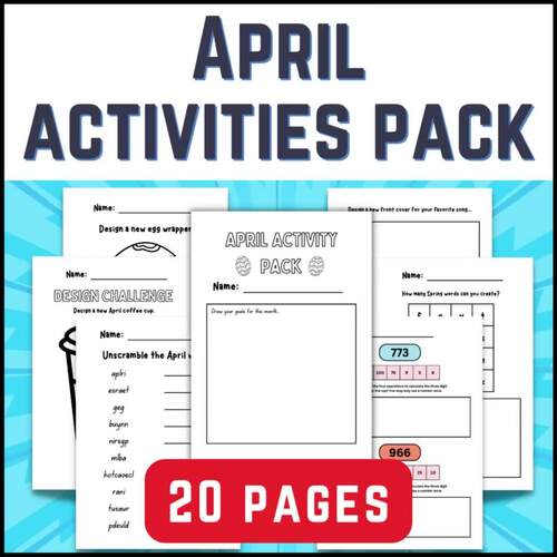 April Early Finisher Morning Work Activities Pack by Organised Educator