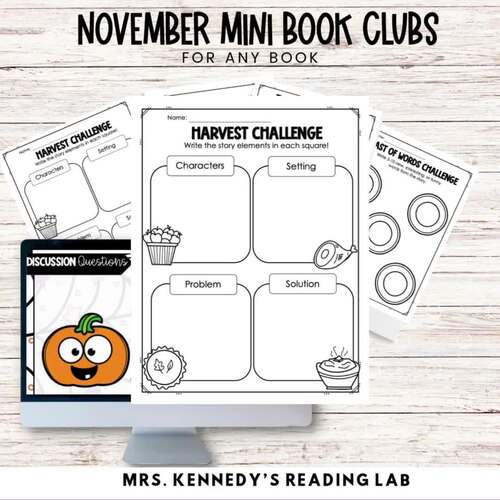 November Thanksgiving Mini Book Clubs 1st & 2nd Grade | Book Clubs for ...