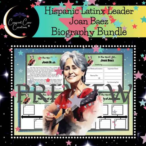 Hispanic Latinx Leader Joan Baez Hispanic Heritage Month Biography Bundle