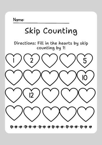Valentine's Day Skip Counting Worksheets Skip Counting by 2’s, 5’s & 10’s