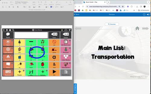 AAC Core Vocabulary & *TD Snap Training Companion: TRANSPORTATION