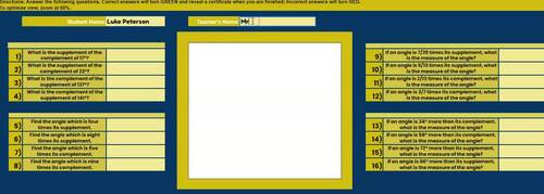 Complementary and Supplementary Angles Award Themed Digital and Print ...