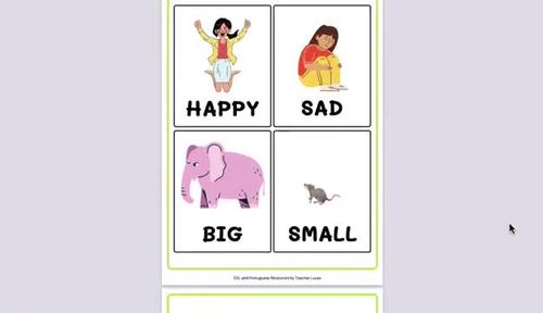 Adjectives: Domino Game in English and Flash Cards | TPT