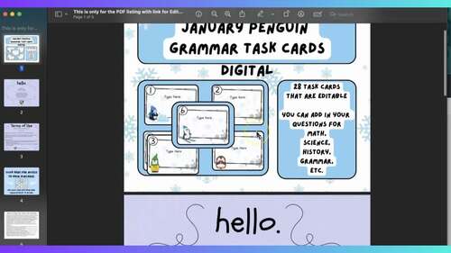 Editable "COOL" JANUARY PENGUIN THEMED 28 TASK CARD TEMPLATE | TPT