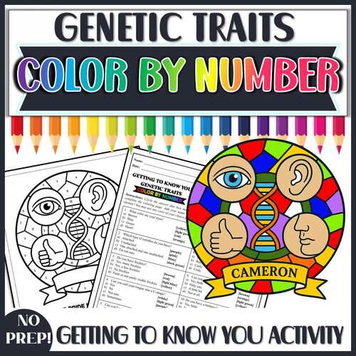 Genetic Traits Color by Number | Biology First Day Getting to Know You ...