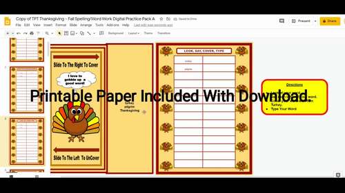 Thanksgiving Spelling/Word Work Digital Practice Pack #1 by K's Digital ...