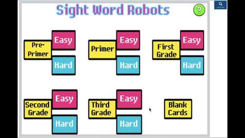 Sight Words GAME - Build a Robot - with Sound Effect - No Print BOOM Cards