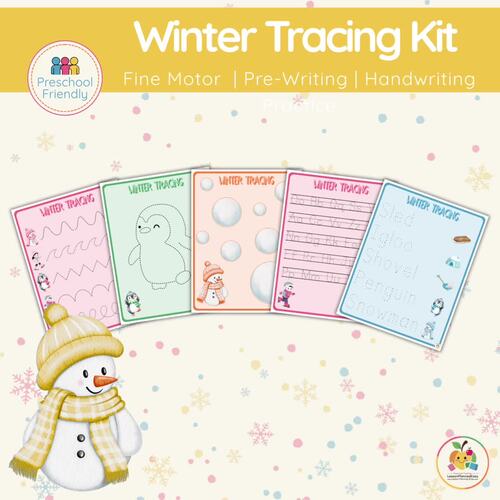 Winter Tracing Worksheets for Preschool | Fine Motor & Pre-Writing Practice