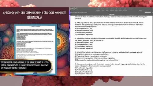 AP Biology UNIT 4 Cell Communication Feedback 4.5 Worksheet | TPT