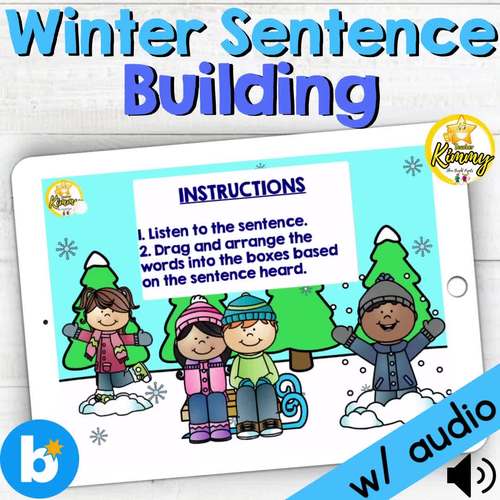 Winter Sentence Building Auditory Analysis Boom Cards by Teacher Kimmy