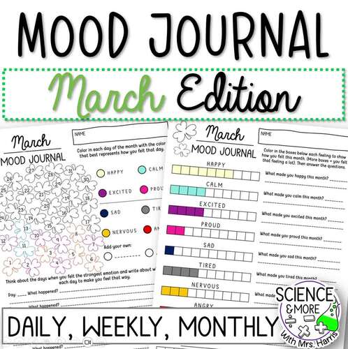 Emotional Mood Tracker Reflection Journal (Daily, Weekly, Monthly) March