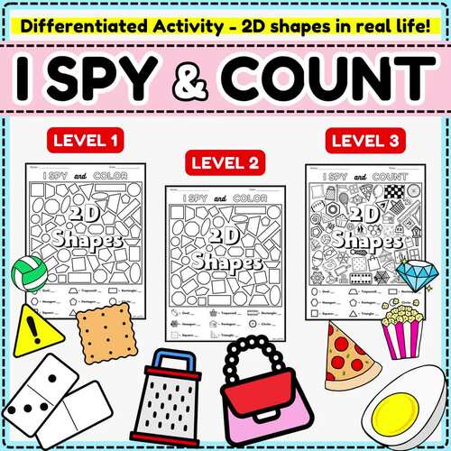 ️Geometry Math activities Sort 2D Shapes Real Life spy worksheet ...