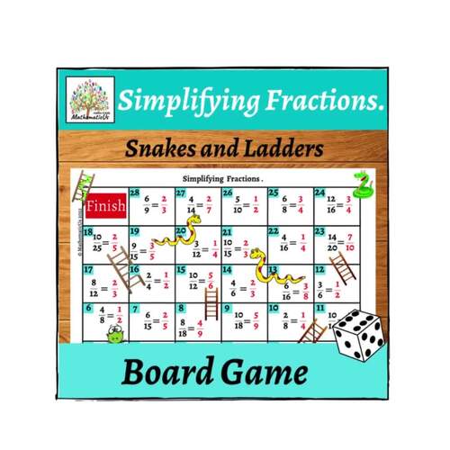 Simplifying Fractions Snakes and Ladders Maths Board Game by MathematicUs