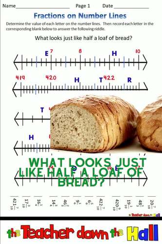 Fractions on Number Lines Worksheets w/ Riddles Self-grading Fraction ...
