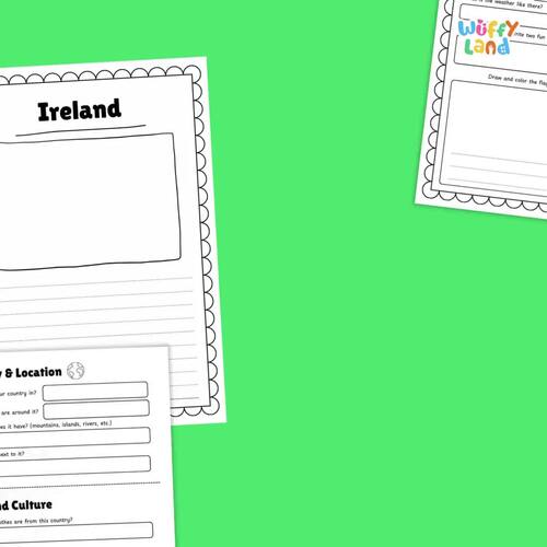 IRELAND Country Study | Geography Research Project & Printable Worksheets
