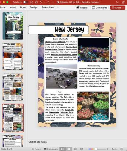 New Jersey || US States || Information Text Close Reading Comprehension