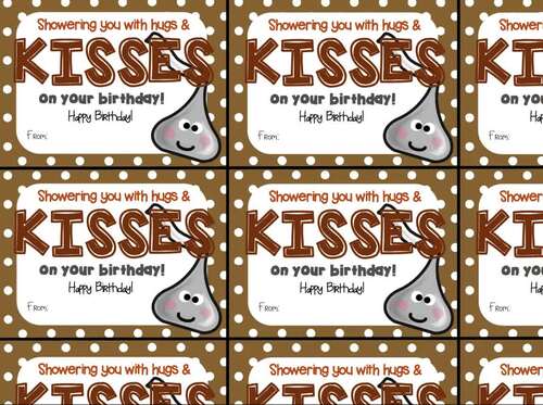 Cute Hershey's Kisses Chocolate Birthday Gift Tag | TPT