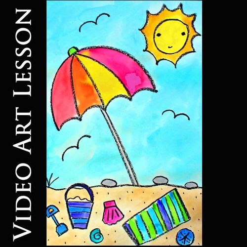 SUMMER BEACH Art Lesson | END-of-the-YEAR Drawing & Painting Project
