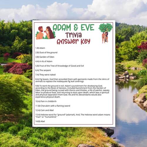 Adam & Eve Trivia, Sunday School Bible Games, Genesis Religious ...