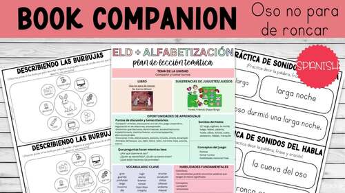 Spanish Book Companion: Bear Snores On by Play Therapy Creative | TPT