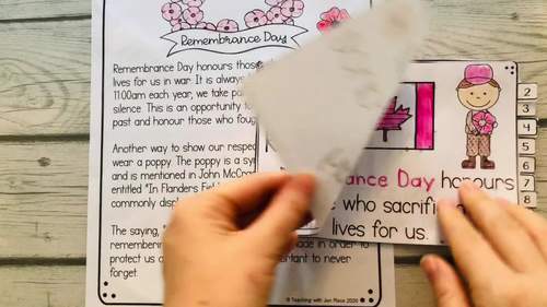 Remembrance Day Mini Book for KINDERGARTEN by Teaching with Jen Rece