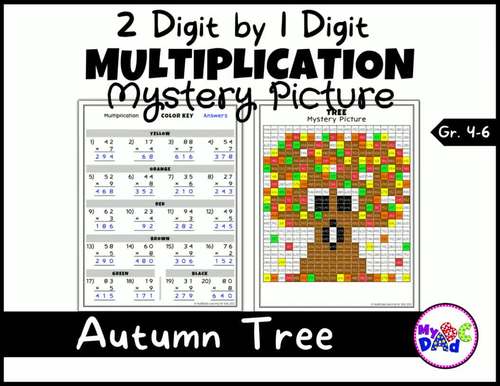2 Digit by 1 Digit Multiplication Mystery Picture Autumn Tree with TPT ...
