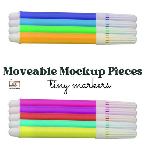 Tiny Markers Mockup Movable Elements PNG files with Transparent Background