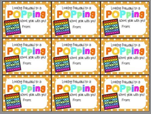 Pop It / Push Pop Fidget Toy Beginning of Year Gift Tag (Popping Year)