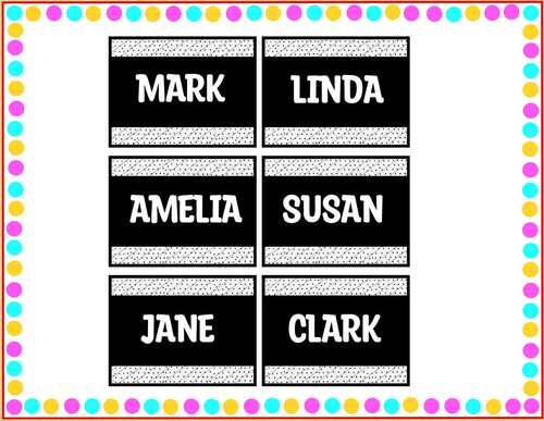 Printable Spotty Black and White Student Name Labels, Classroom Labels ...