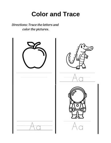 Alphabet Color & Trace Worksheets – A to Z Letters. by Scholarly Supplies