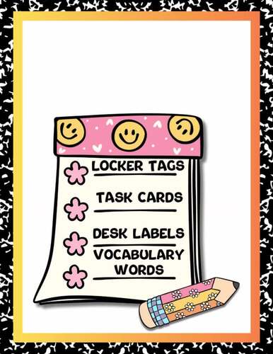 Composition Book Themed Classroom | Editable Name Cards | Custom Blank ...