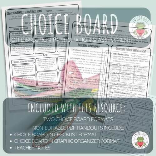 Dissection Lab | Dissection Alternatives Student Choice Board Activities