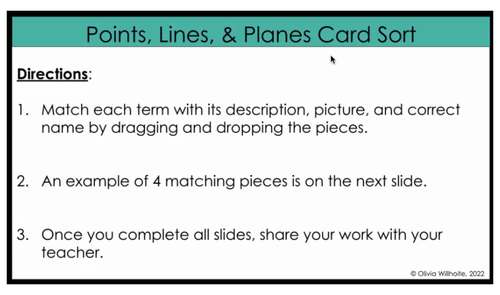 Points, Lines & Planes Digital Card Sort by Olivia Rae | TpT