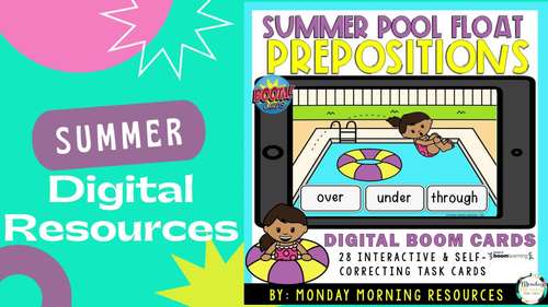Summer Prepositions Pool Float Kindergarten Language Boom™ Cards L.K.1.E