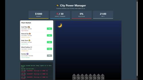 Energy & Power Grid Simulation Game | City Manager | Grades 4-8 | Science