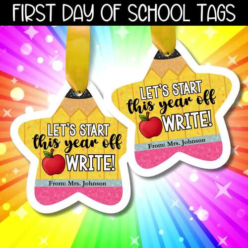 Back to School Pencil Star Treat Tag, Meet the Teacher 1st Day Class ...